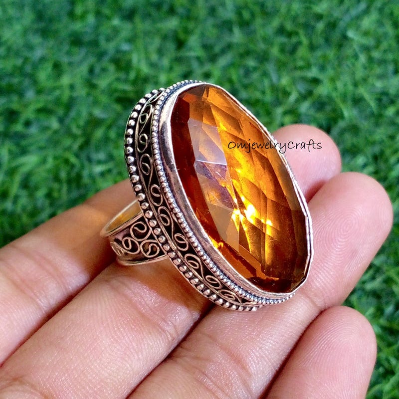 Large Citrine Ring - Etsy