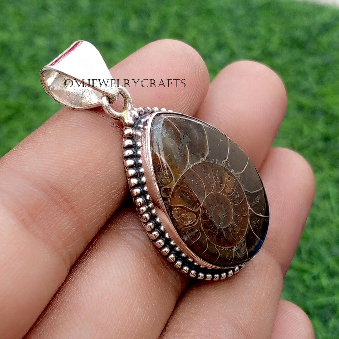 Pretty Natural Ammonite Pendant* 925 Sterling Silver, Ammonite Necklace ...