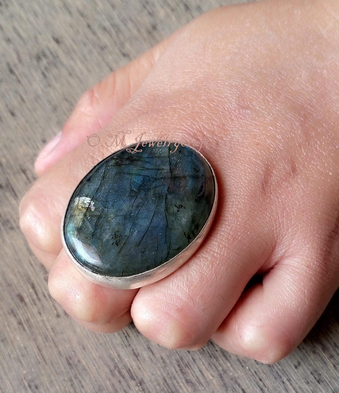 Large Blue Labradorite Ring 925 Sterling Silver Ring, Gemstone Ring ...