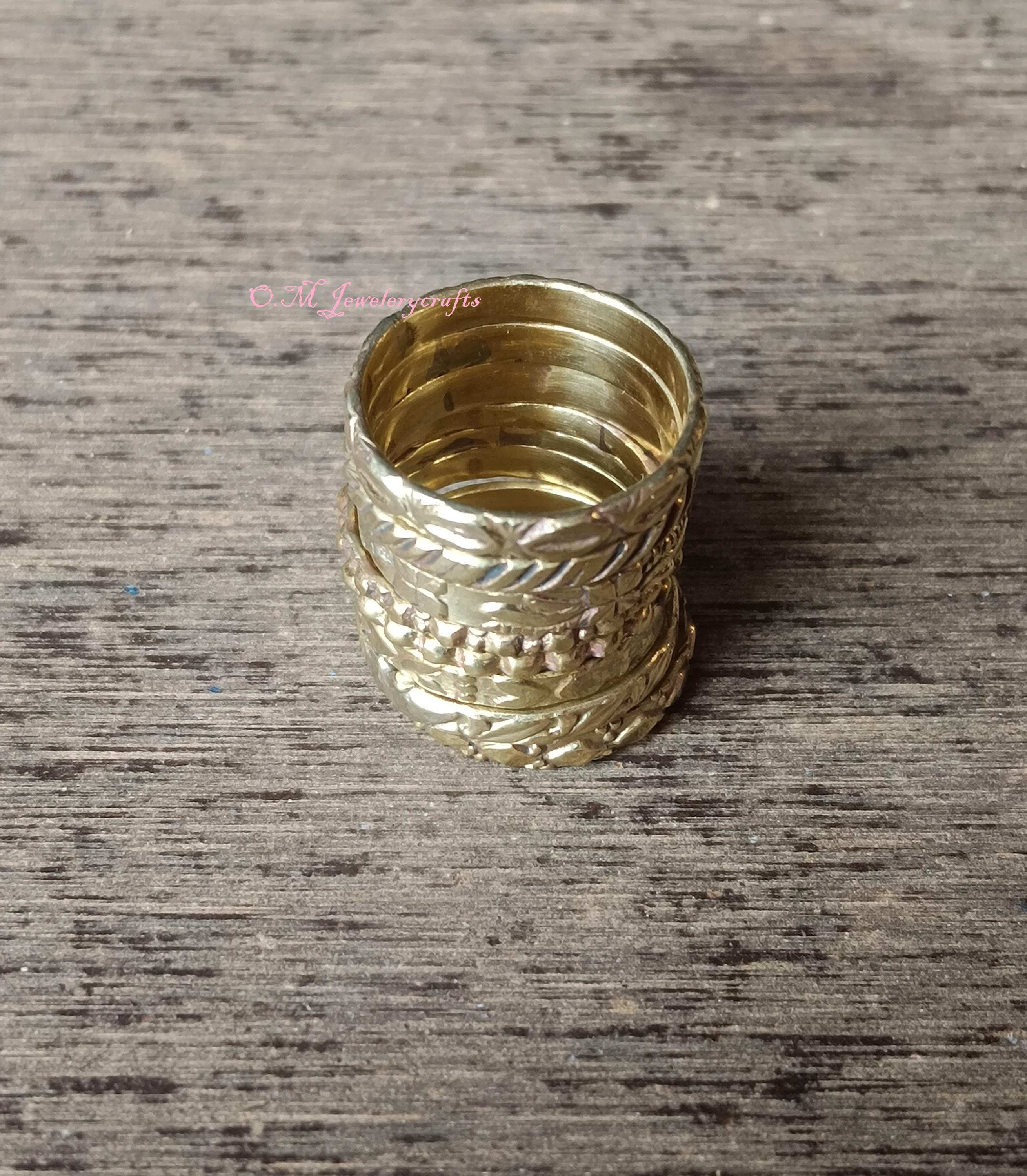 8 Set Solid Brass Ring, Handmade Ring, Brass Designer Ring, Women Ring ...