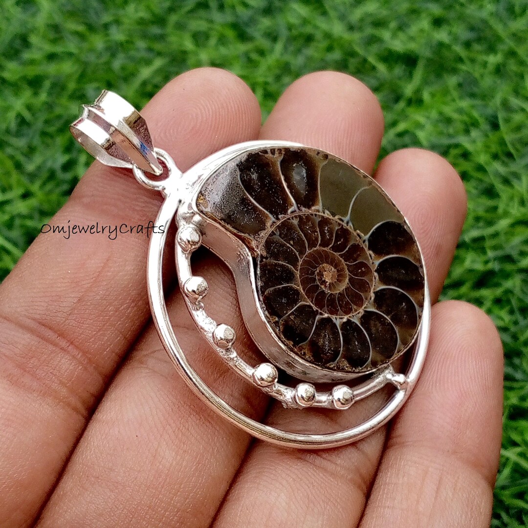 Natural Ammonite Pendant* 925 Sterling Silver Pendant, Ammonite Latest ...