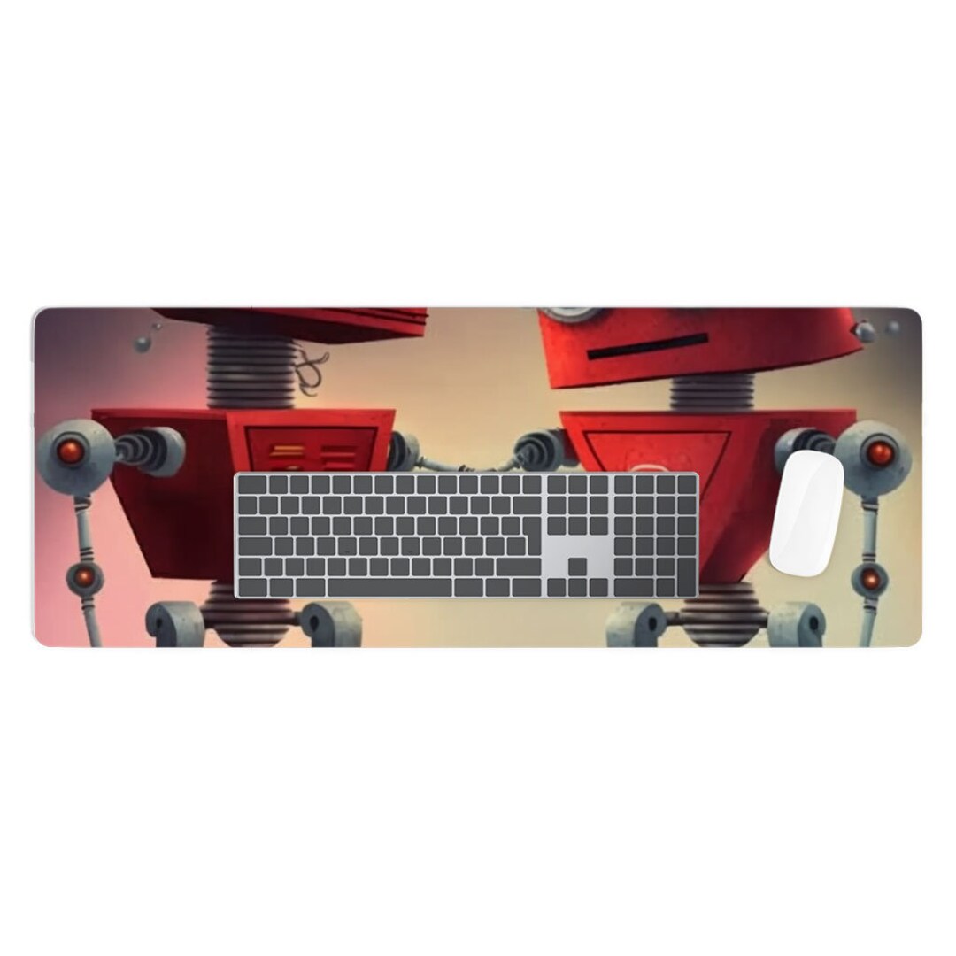 Cute Robots Desk Mat Heart Desk Pad Themed Laptop Desk Mat - Etsy