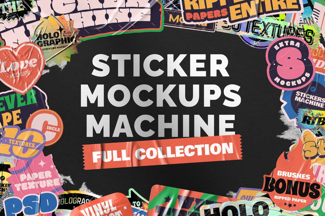Sticker Mockup Machine (custom Shape) / Full Collection - Etsy