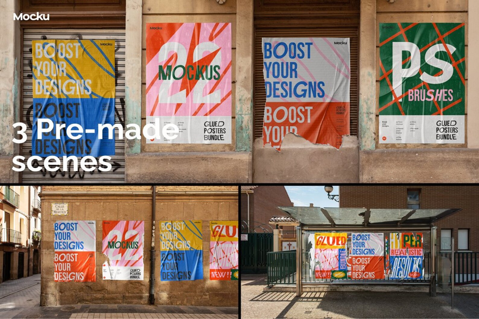 Glued Posters Mockups Bundle - Etsy