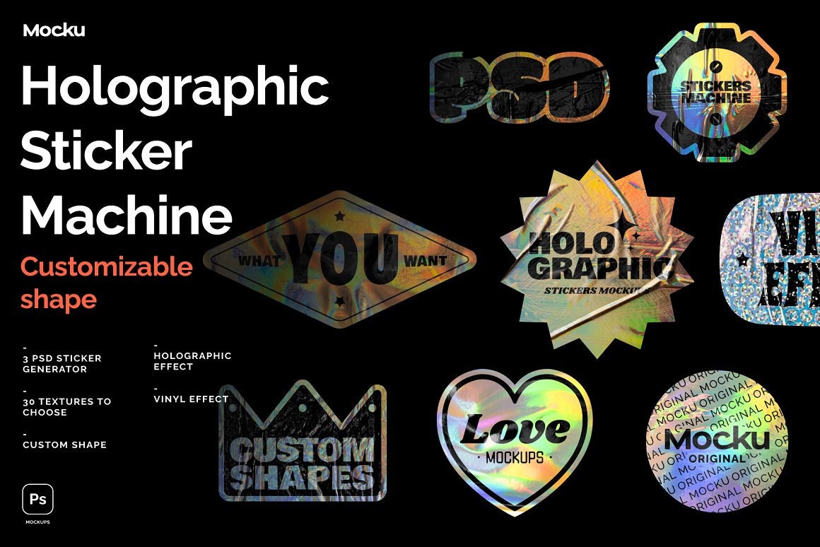 Holographic Sticker Mockup Machine - Etsy
