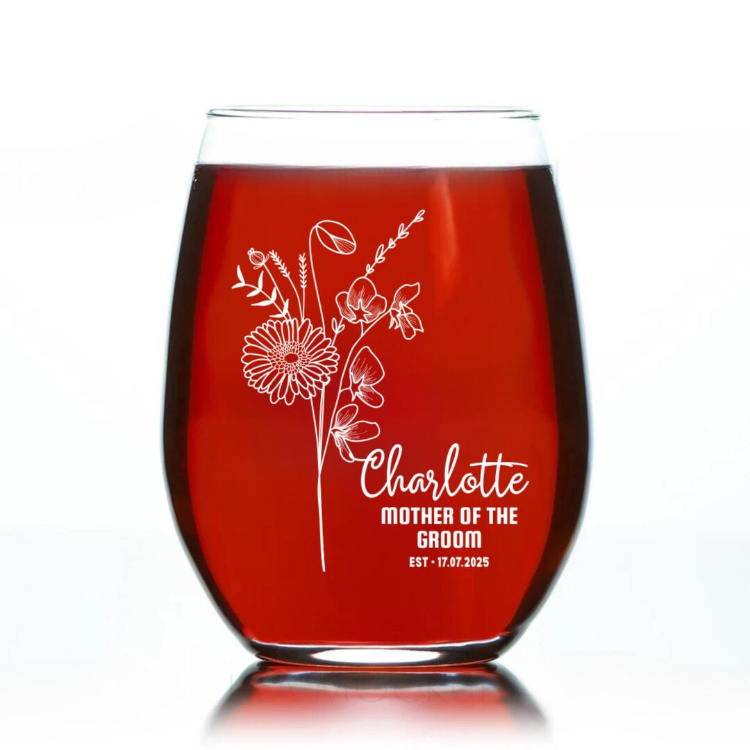 Mother of the Bride Wine Glass, Custom Wedding Wine Glass, Personalized ...