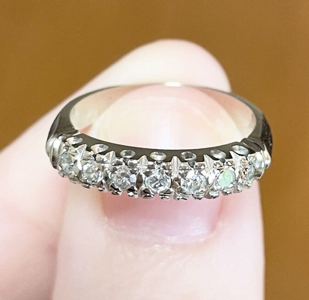 Circa 1920-30 Art Deco Diamond Wedding Band Ring , Diamond Eternity Ring , Vintage Diamond Band ...