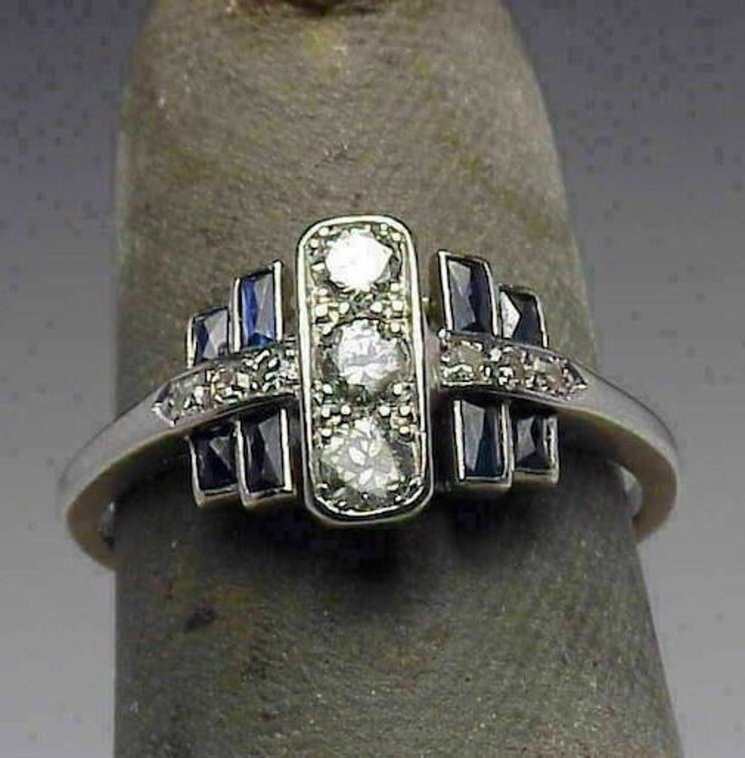 Vintage Edwardian Art Deco Ring Estate Jewelry Engagement Ring In 935 ...