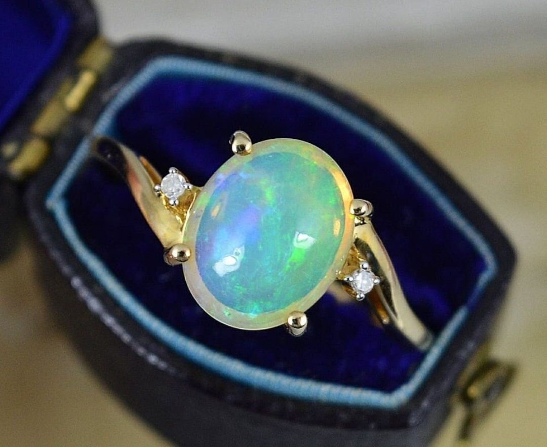 Big & Bold Estate Opal Ring Ethiopian Opal 925 Silver Fold Plate ...
