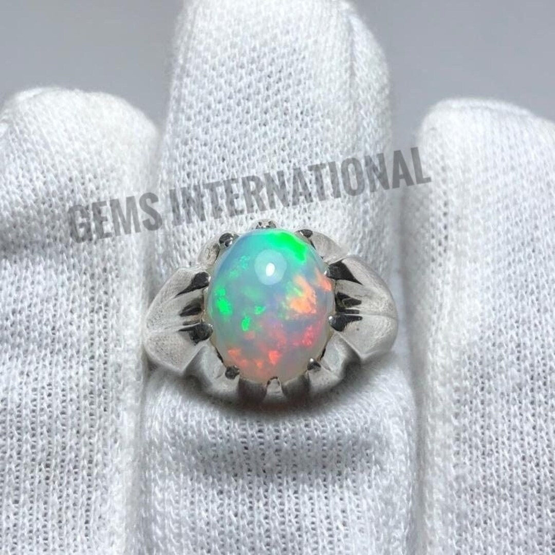 Ming Blowing Natural Opal Ring for Men Unique Opal Wedding Ring 925 ...