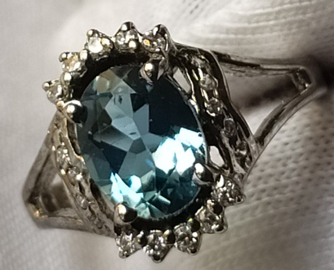 London Blue Topaz Ring, Genuine London Topaz, 925 Sterling Silver ...