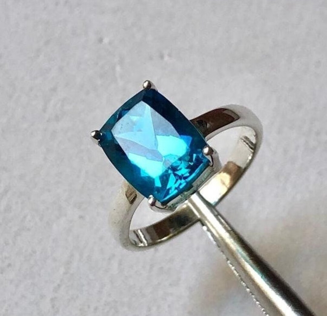 Radiant Cut London Blue Topaz Engagement Sterling Silver Blue Topaz ...