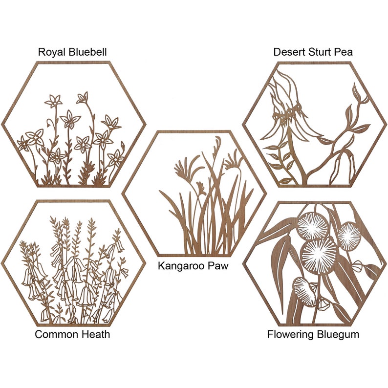 Hexagon Wood Art: FULL SET - Choose From 40 Hexagon Designs - Etsy