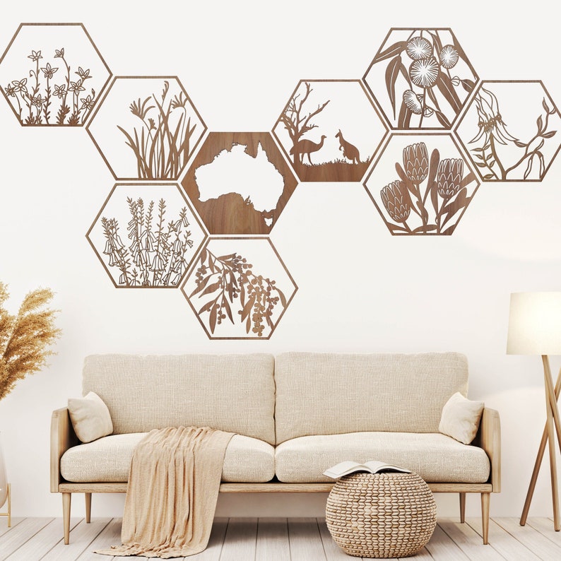 Hexagon Wood Art: FULL SET - Choose From 40 Hexagon Designs - Etsy