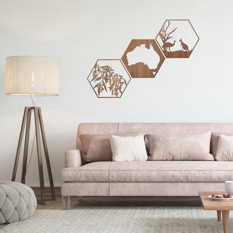 Australia Map: Australian Timber Hexagon Wall Art - Etsy Australia