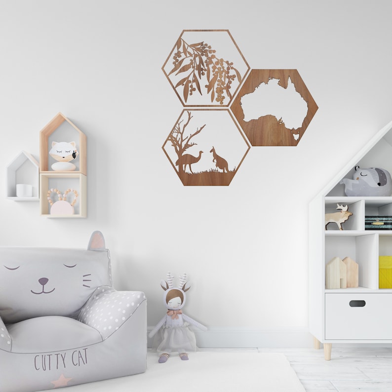 Australia Map: Australian Timber Hexagon Wall Art - Etsy Australia