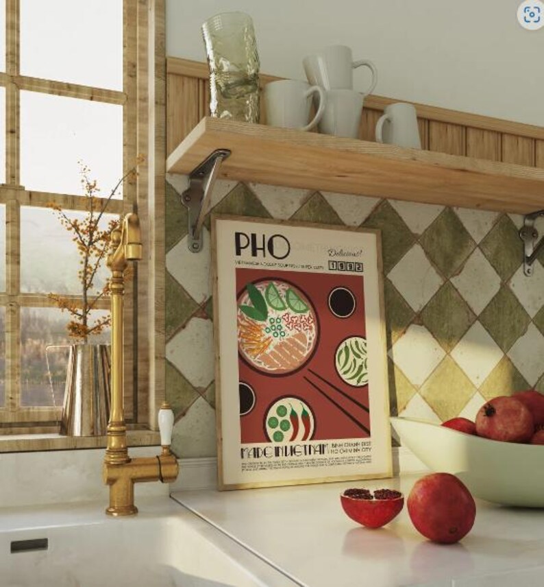 Pho Delight: Japanese Kitchen Art & Food Print for Bar and Chef Décor ...