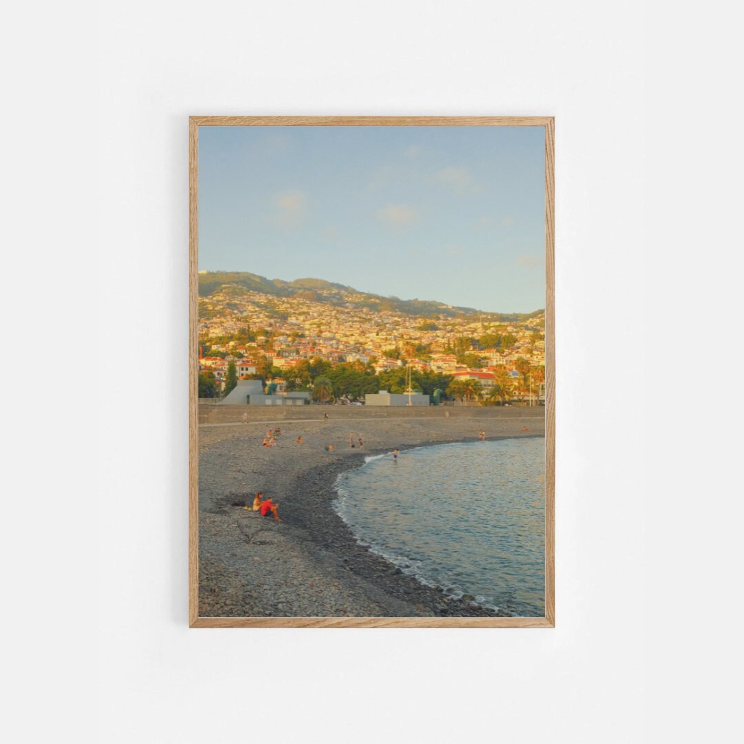 Sunset at the Beach in Funchal, Madeira, Wall Art, Photo Print, Premium ...
