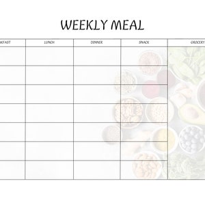 Printable Weekly Meal Planning Callendar, 7 Day Menu Planner, Meal Prep ...
