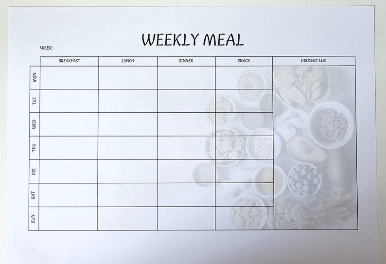 Printable Weekly Meal Planning Callendar, 7 Day Menu Planner, Meal Prep ...