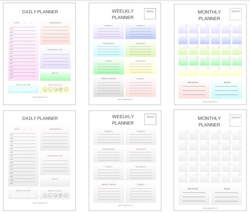 Colorful Daily, Weekly, Monthly Planner PDF - Etsy