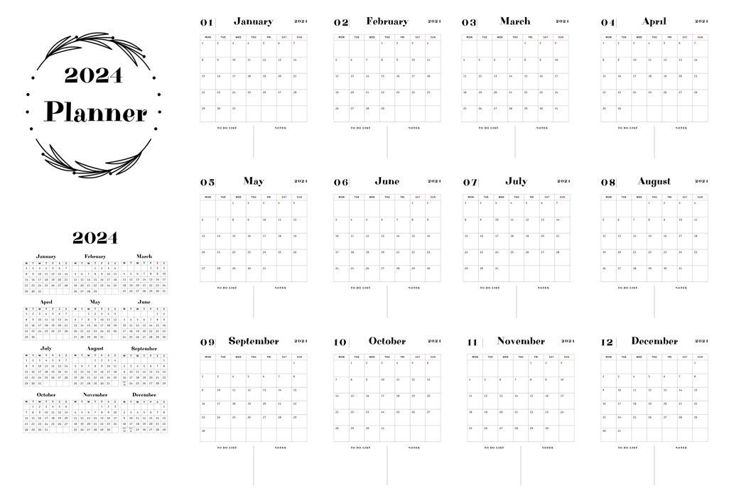 2024 Monthly Calendar {printable} - Etsy