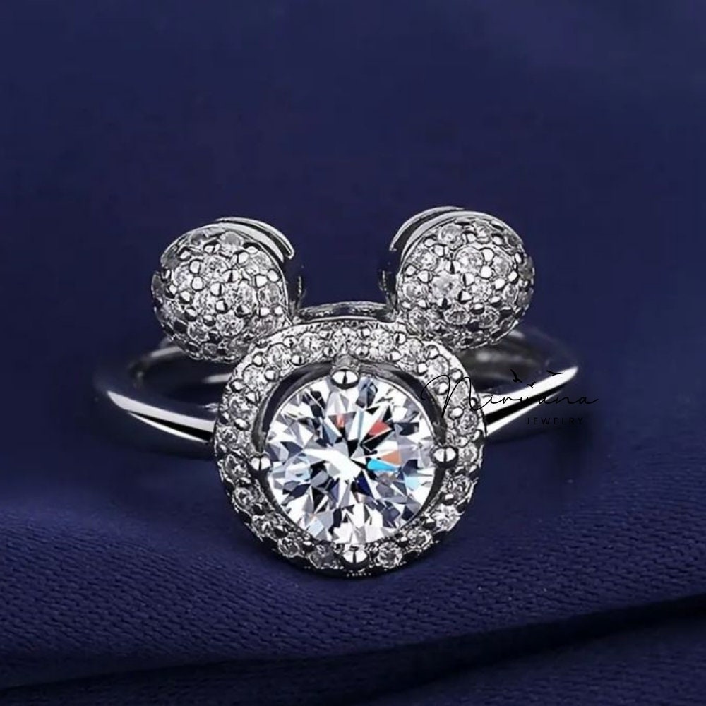 Disney Ring Mickey Mouse Engagement Ring Sterling Silver Ring Wedding ...
