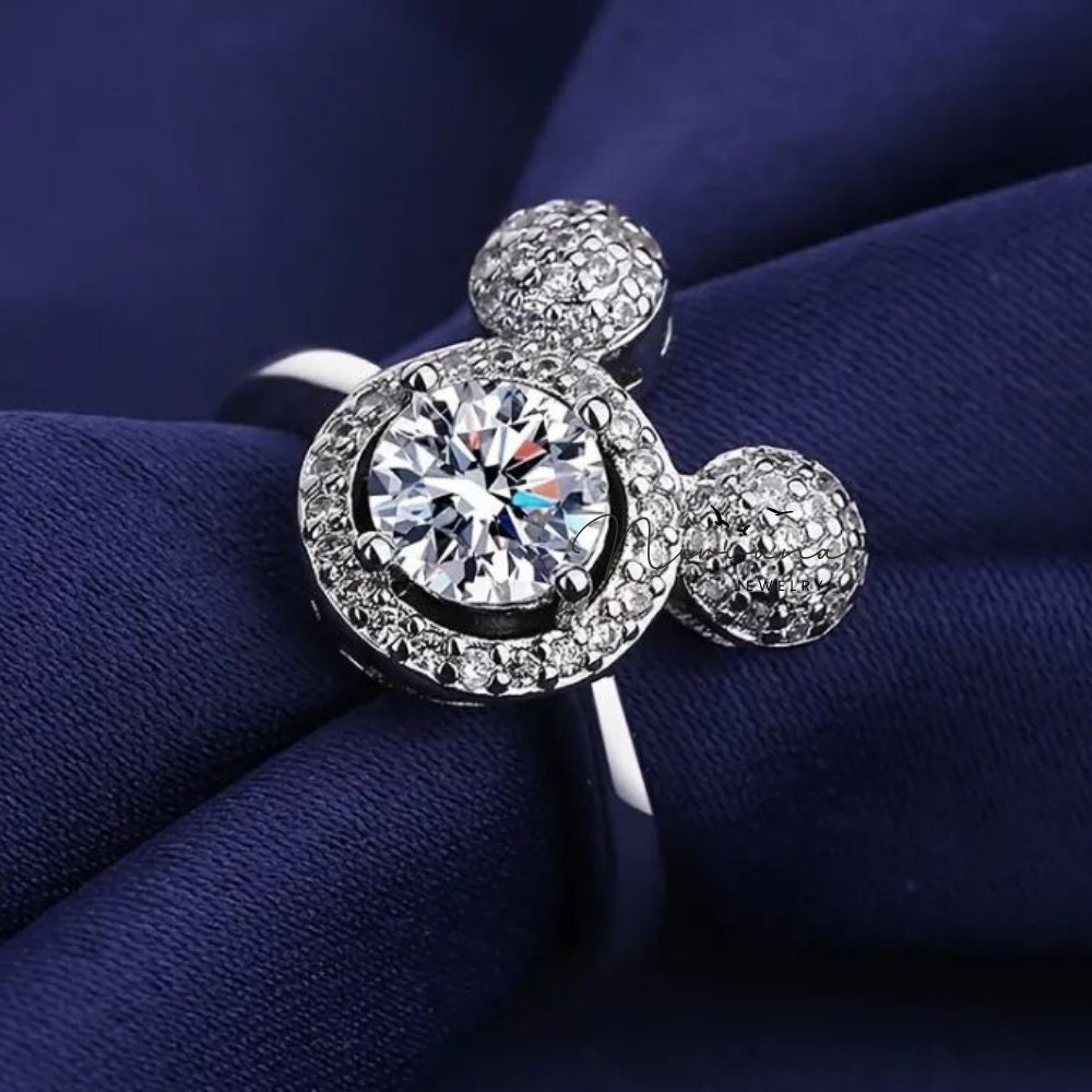 Disney Ring Mickey Mouse Engagement Ring Sterling Silver Ring Wedding ...