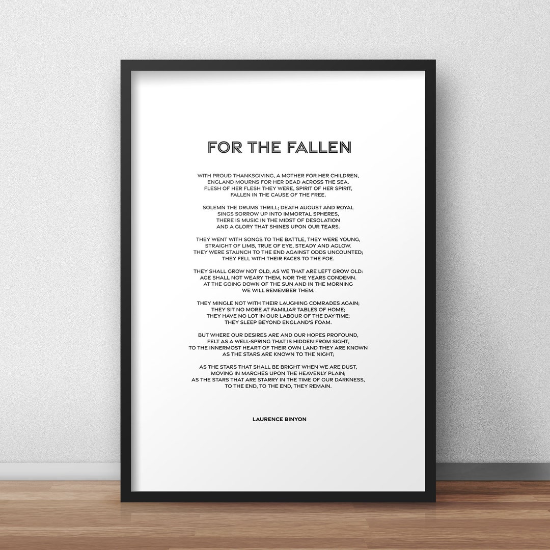 Laurence Binyon Poem Print: 'for the Fallen' (digital Download) - Etsy
