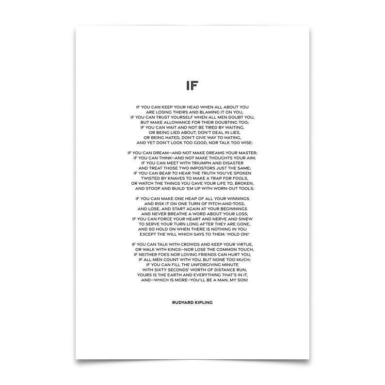 If Poem by Rudyard Kipling - Etsy