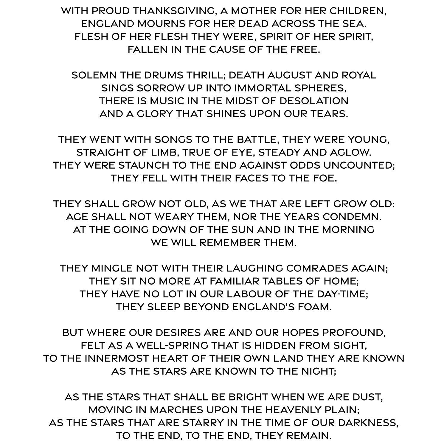 Laurence Binyon Poem Print: 'for the Fallen' (digital Download) - Etsy