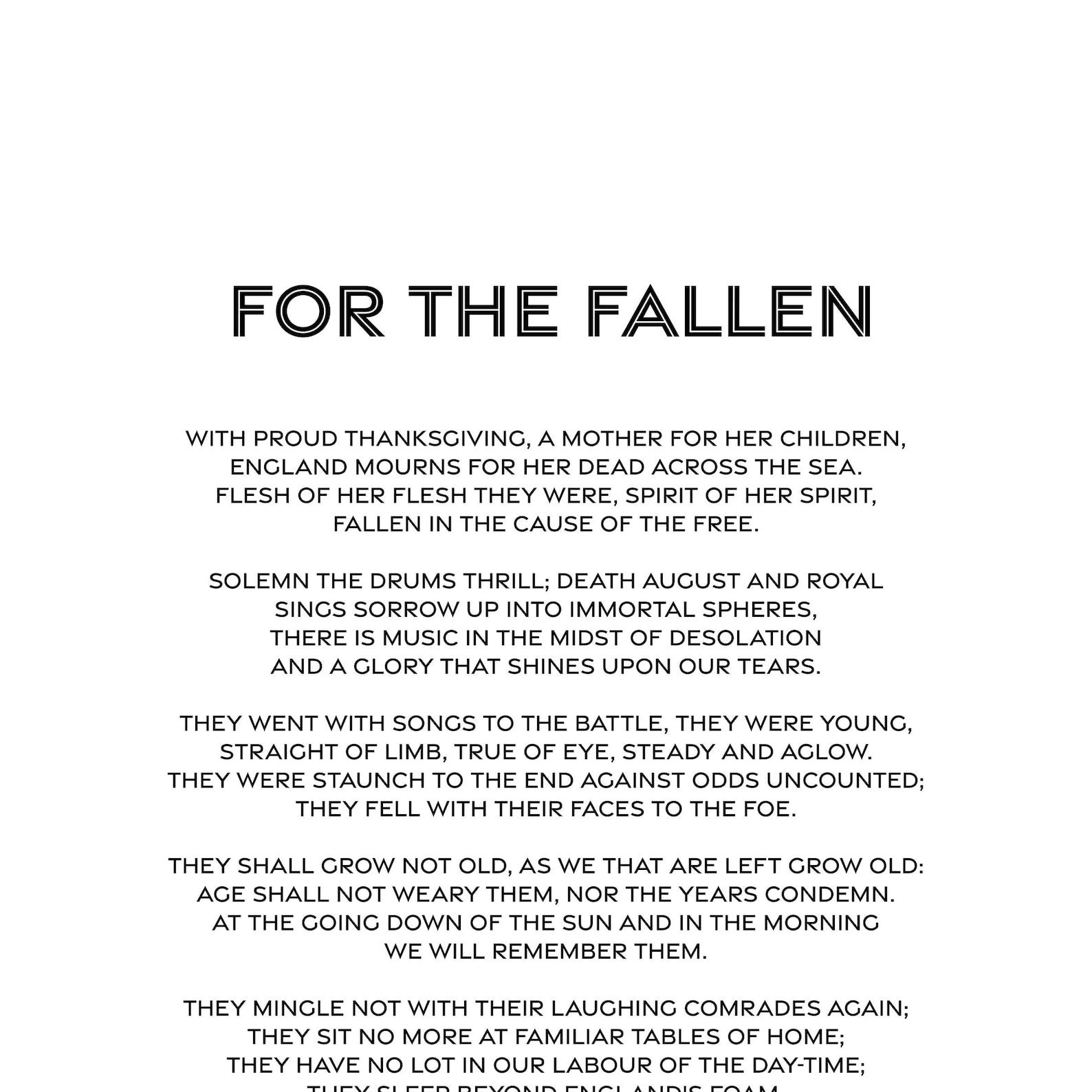 Remembrance Day Poem for the Fallen at the Going Down of the Sun and in ...