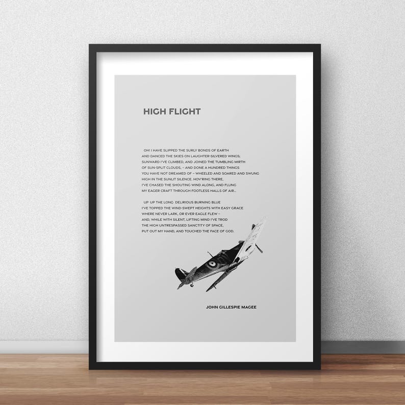 Instant Download | High Flight Poem by John Gillespie Magee Jr. - Etsy
