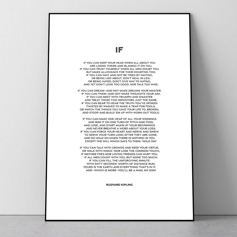 If Poem by Rudyard Kipling - Etsy