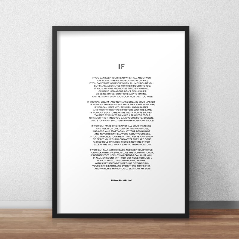 If Poem by Rudyard Kipling - Etsy