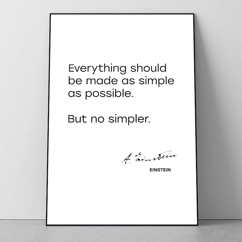 Instant Download | Einstein Quote 'everything Should Be Made as Simple ...