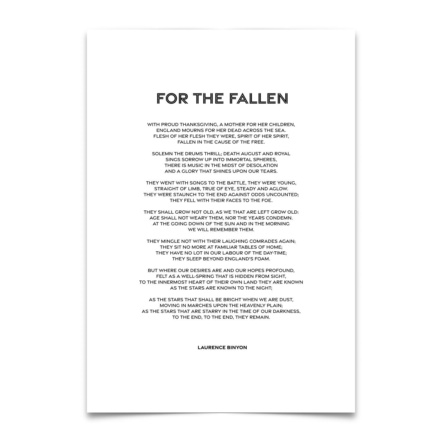 Laurence Binyon Poem Print: 'for the Fallen' (digital Download) - Etsy
