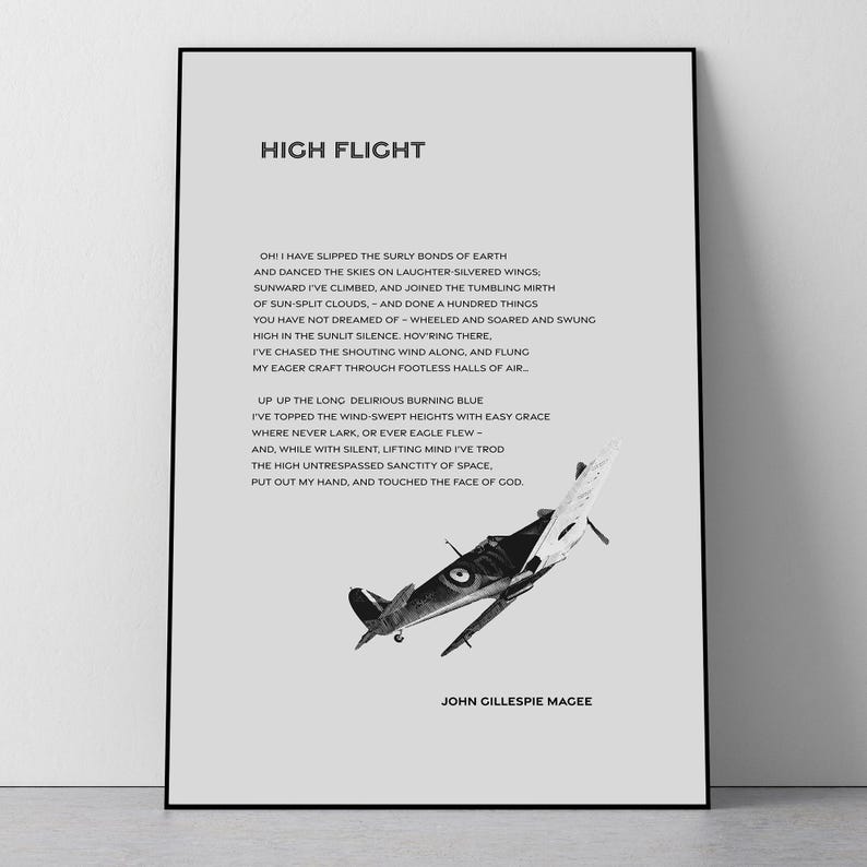 High Flight Poem Print - John Gillespie Magee Jr. (digital Download) - Etsy