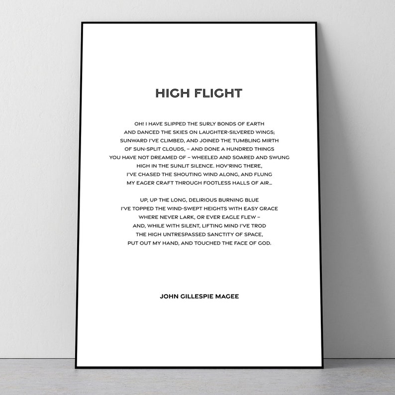 Digital File | Poem by John Gillespie Magee Jr 'high Flight' – Oh! I ...