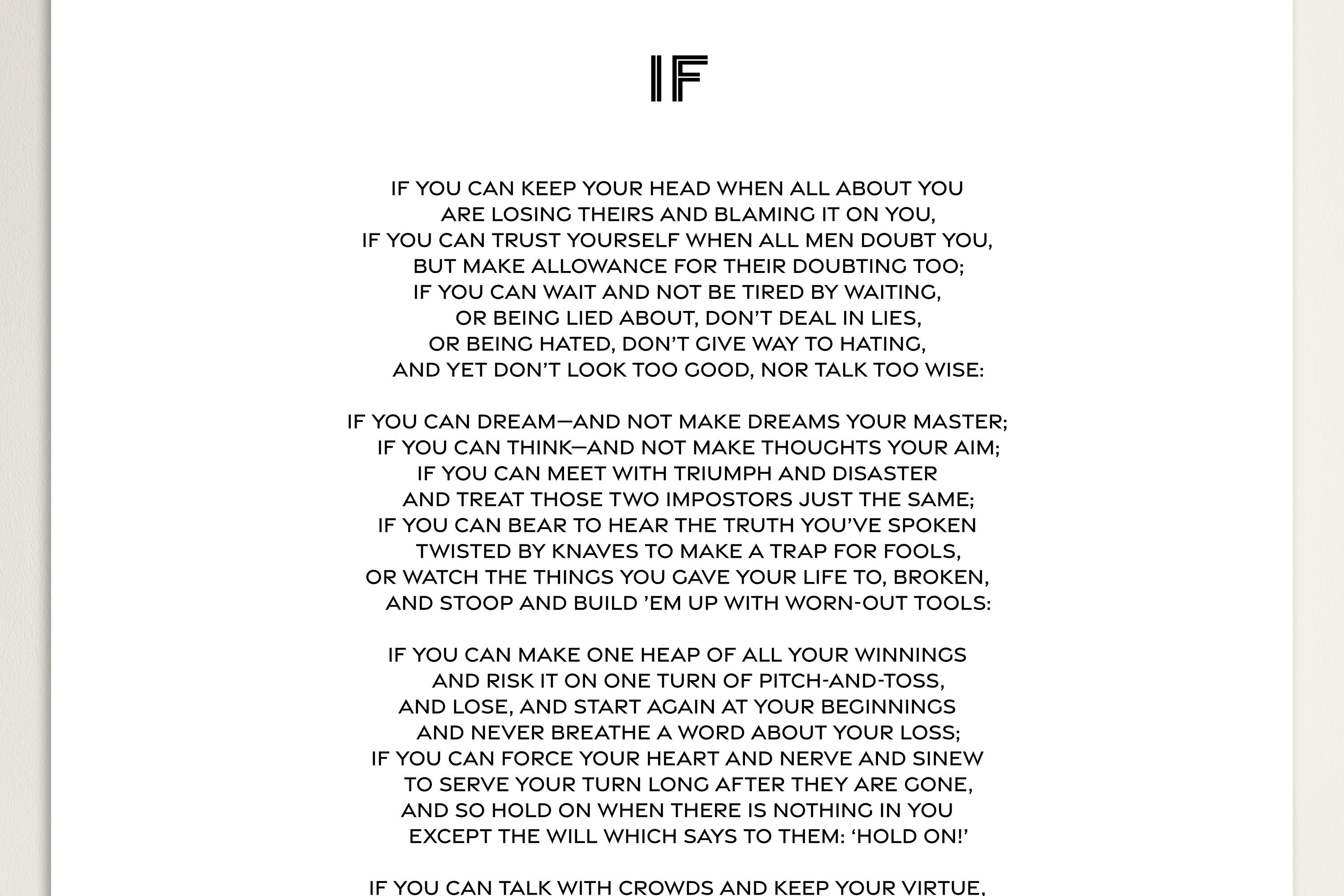 If Poem by Rudyard Kipling - Etsy