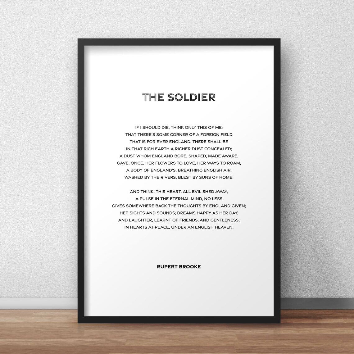 Rupert Brooke Poem Print: 'the Soldier' Patriotic Wall Art (digital ...