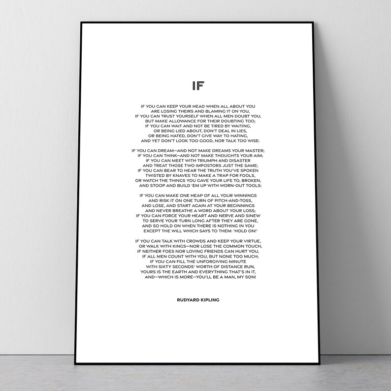 If Poem by Rudyard Kipling - Etsy