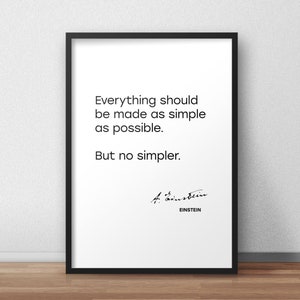 Instant Download | Einstein Quote 'everything Should Be Made as Simple ...