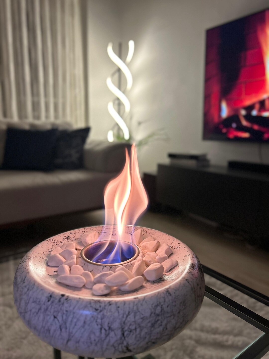 Tabletop Fireplace White, Fire Pit Fireplace Christmas Gifts Fire Place ...