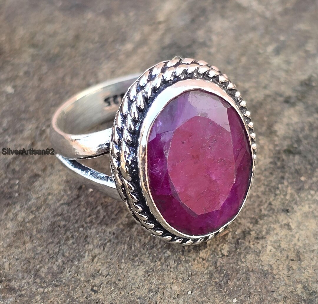 Ruby Ring, Purple Gemstone Ring, Oval Ring, Anniversary Gift, Promise ...