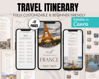 Editable Travel Itinerary Template Trip Mobile Planner Digital Vacation ...