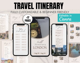 Editable Travel Itinerary Template Trip Mobile Planner Digital Vacation ...