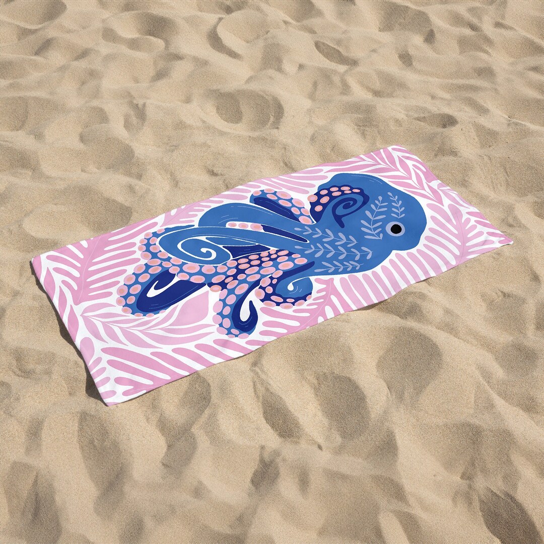 Octopus Beach Towel Bright Colourful Beach Towel Summer Large Terry ...