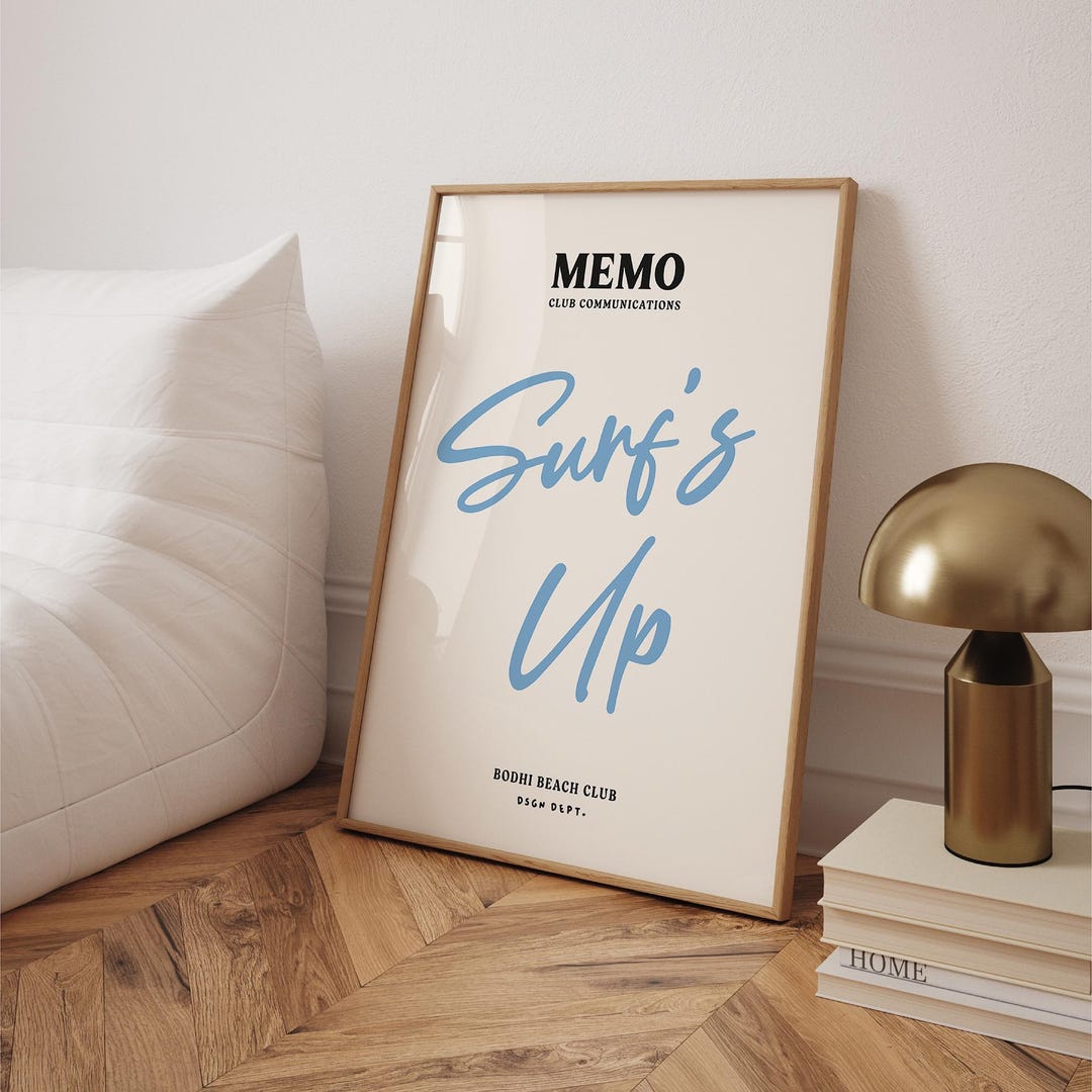 Surf's up Wall Art • Memo Poster, Handwritten Coastal Print, A1 A2 A3 ...