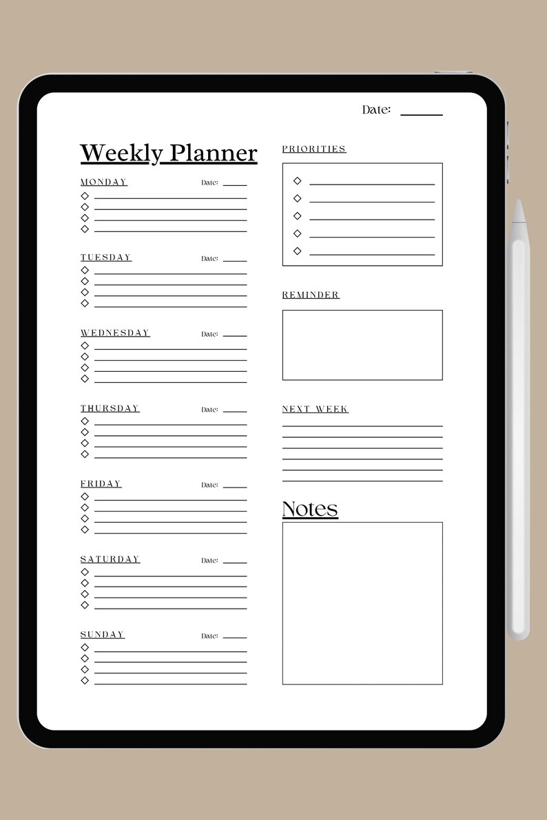 Minimal Weekly Planner - Etsy